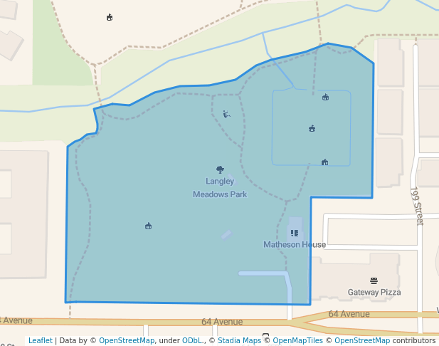 Langley Meadows Park in Langley | Map and Routes