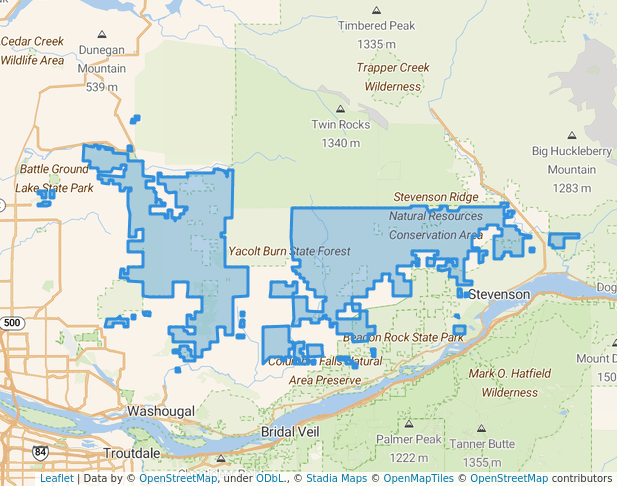Yacolt Burn State Forest in Yacolt | Map and Routes