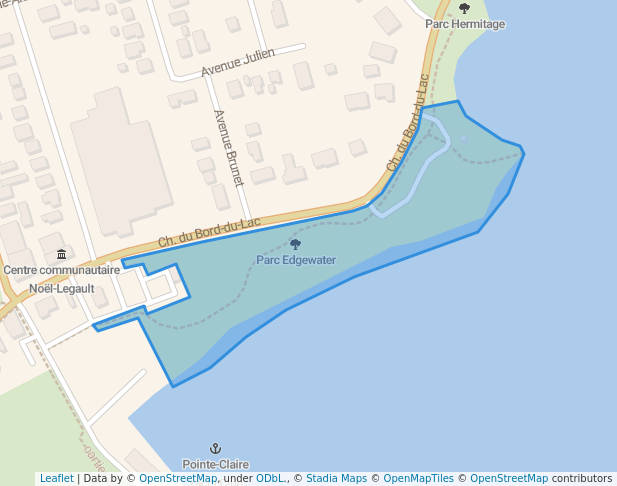 Parc Edgewater in Pointe-Claire | Map and Routes