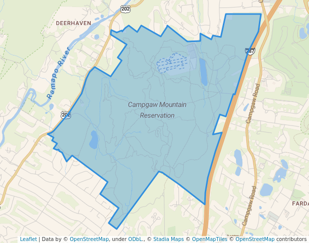 Campgaw Mountain Reservation in Mahwah | Map and Routes
