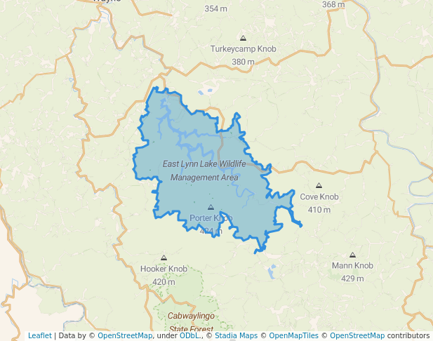 East Lynn Lake Wildlife Management Area in Dunlow | Map and Routes