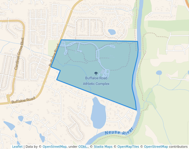 Buffaloe Road Athletic Complex in Raleigh | Map and Routes