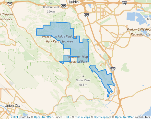 Pleasanton Ridge Regional Park in Sunol | Map and Routes