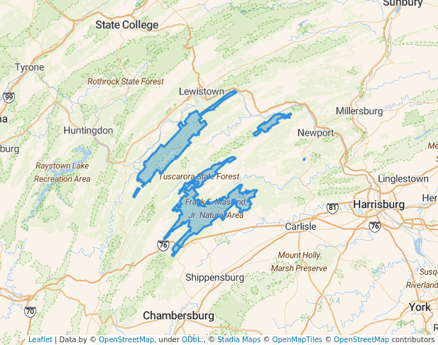 Tuscarora State Forest in Honey Grove | Map and Routes