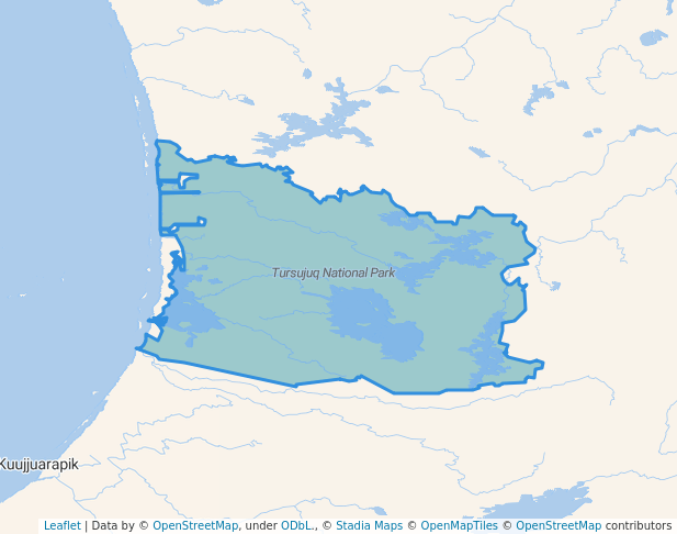 ᑐᕐᓱᔪᒥ ᓄᓇᕐᔪᐊᑉ ᒥᕐᖑᐃᓯᕐᕕᖓ Parc national Tursujuq in Umiujaq | Map and Routes