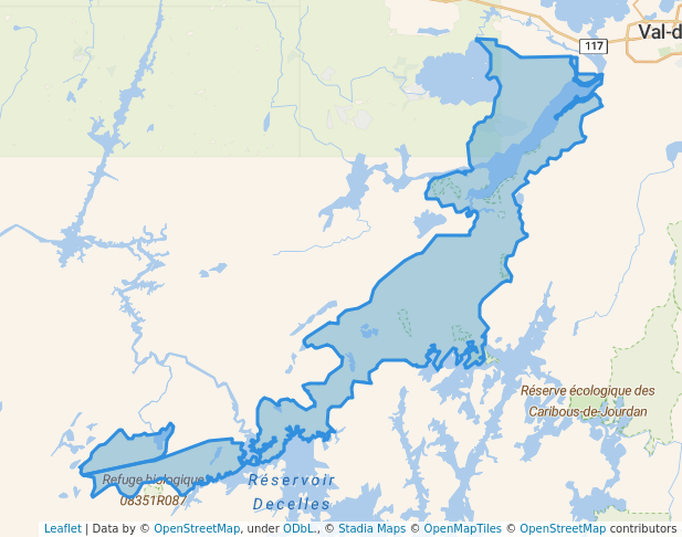 Réserve de biodiversité de la Moraine-d'Harricana in Val-d'Or | Map and ...