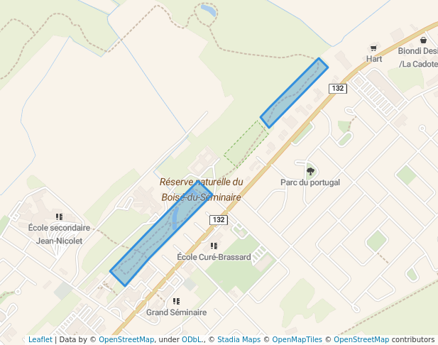 Réserve naturelle du Boisé-du-Séminaire in Nicolet | Map and Routes