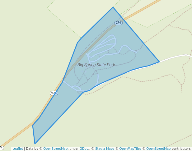 Big Spring State Park in Blain | Map and Routes