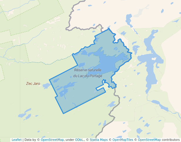 Réserve naturelle du Lac-du-Portage in Saint-Théophile | Map and Routes