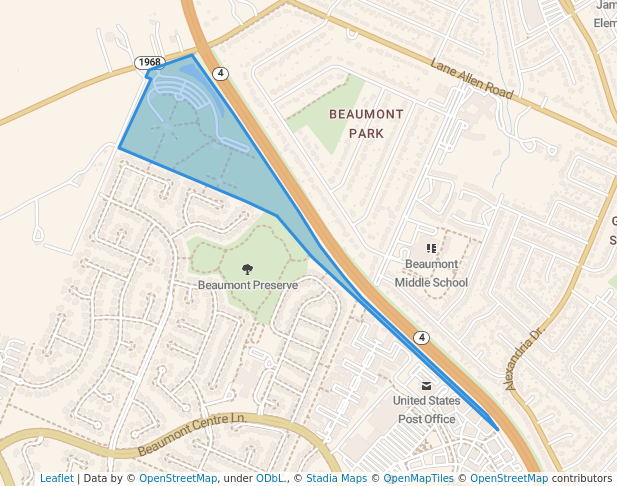 Cardinal Run Park South in Lexington | Map and Routes