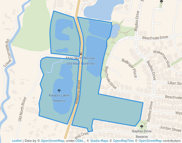 Kaiapoi Lakes Reserve in Kaiapoi | Map and Routes