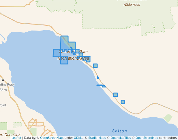 Salton Sea State Recreational Area in Mecca | Map and Routes