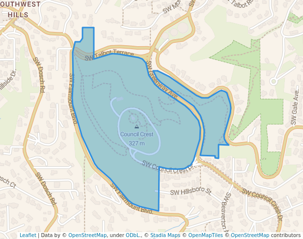 Council Crest Park in Portland | Map and Routes