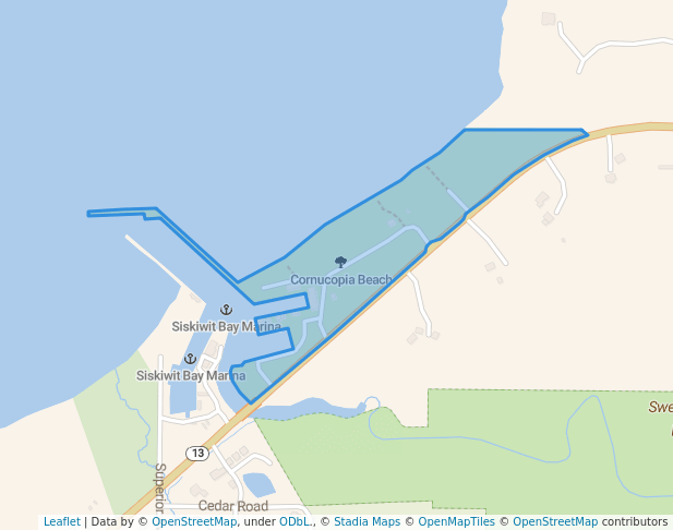 Cornucopia Beach in Cornucopia | Map and Routes