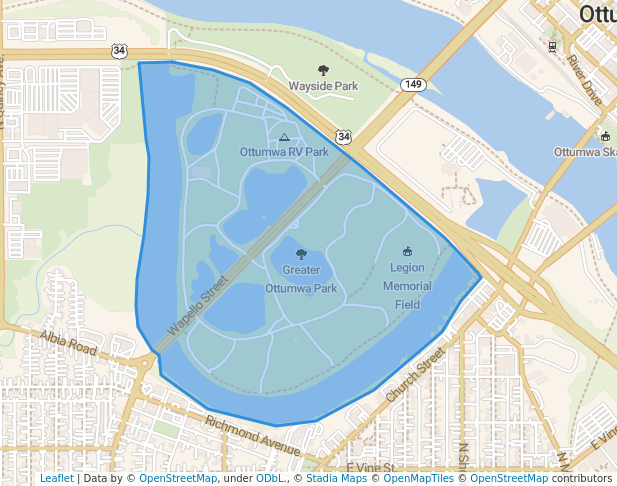 Greater Ottumwa Park in Ottumwa | Map and Routes