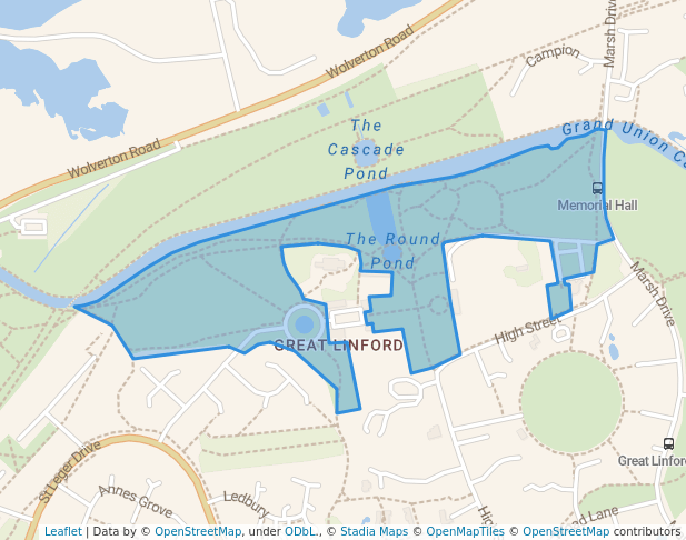 Great Linford Manor Park in Great Linford | Map and Routes