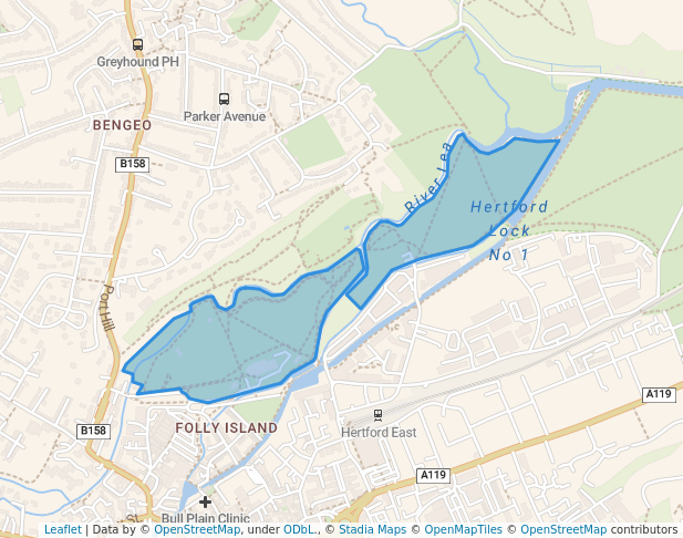 Hartham Common in Hertford | Map and Routes