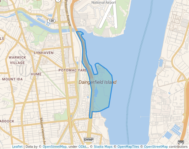 Daingerfield Island in Alexandria | Map and Routes