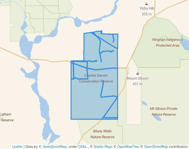 Charles Darwin Conservation Reserve in Bunjil | Map and Routes
