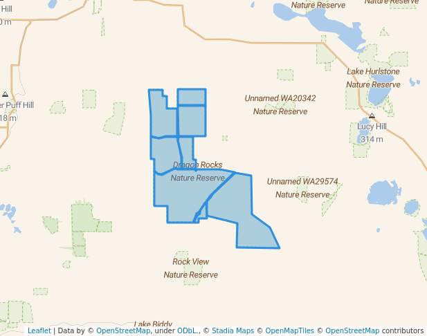 Dragon Rocks Nature Reserve in Pingaring | Map and Routes