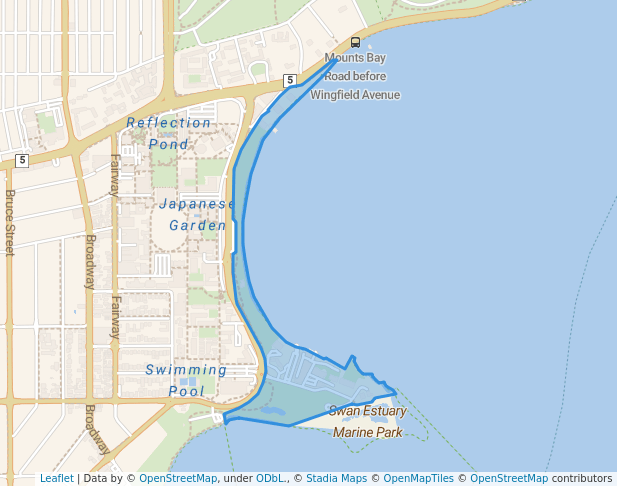 Matilda Bay Reserve 5(1)(g) Reserve in Crawley | Map and Routes