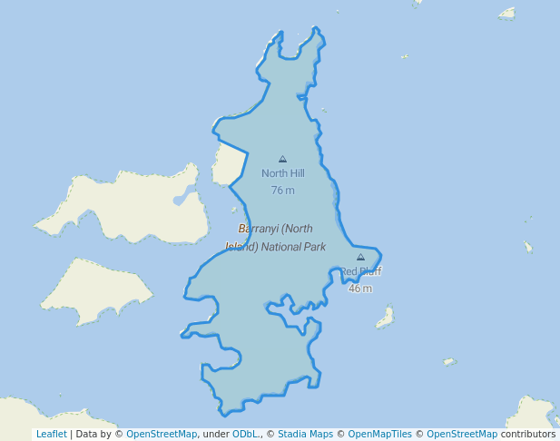 Barranyi (North Island) National Park in Pellew Islands | Map and Routes