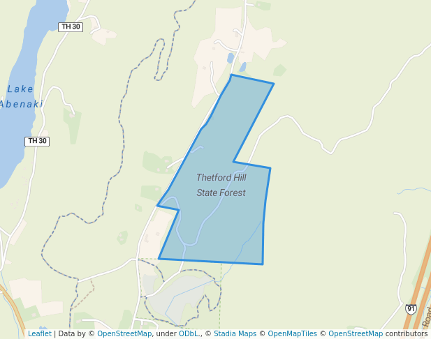 Thetford Hill State Forest in Fairlee | Map and Routes