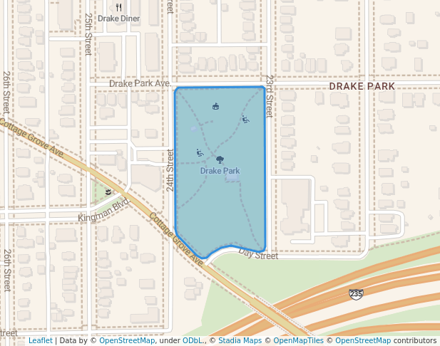 Drake Park in Des Moines | Map and Routes