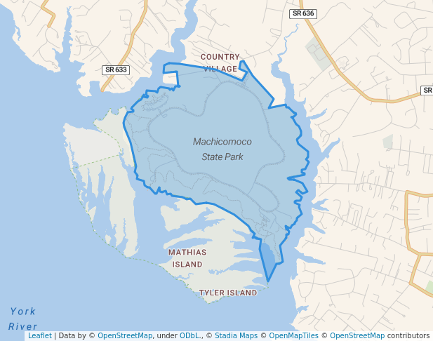 Machicomoco State Park in Gloucester Point | Map and Routes