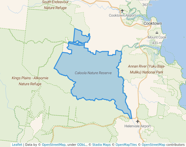 Caloola Nature Refuge in Cooktown | Map and Routes