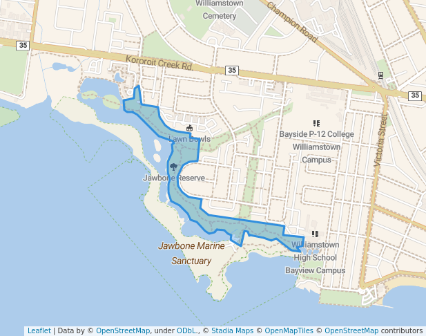 Jawbone Reserve in Williamstown | Map and Routes