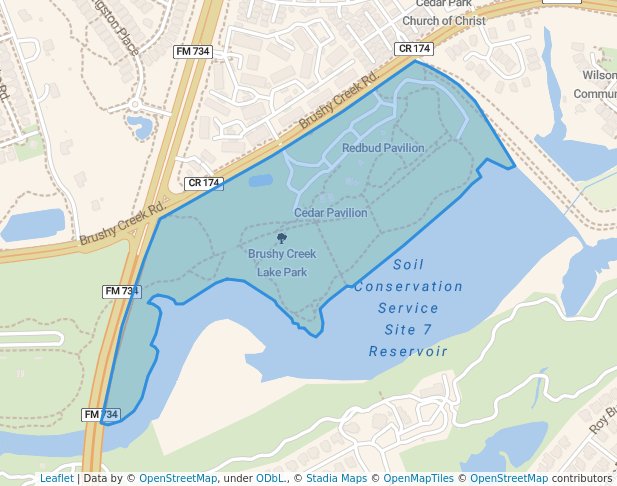 Brushy Creek Lake Park in Cedar Park | Map and Routes