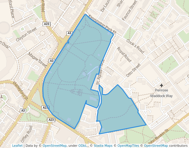 Kennington Park in London | Map and Routes
