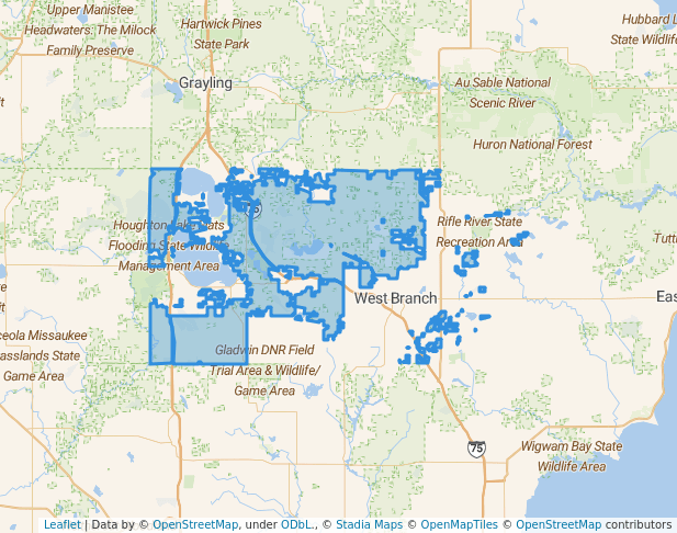 Au Sable State Forest - Roscommon Unit in Richfield Township | Map and ...