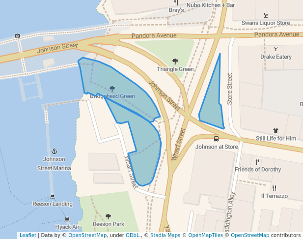 Bridgehead Green in Victoria | Map and Routes