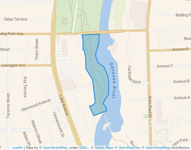 Lower Falls Overlook Park in Rochester | Map and Routes