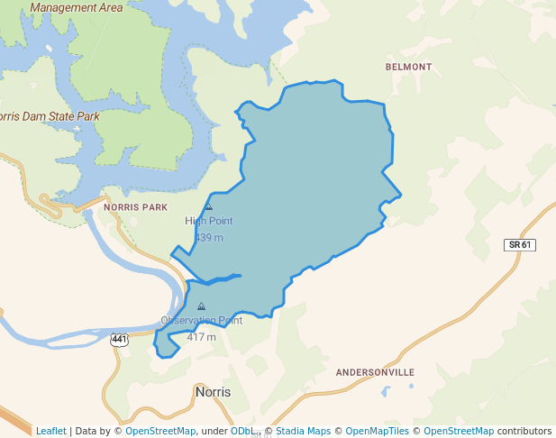 Norris Municipal Park and Forest in Norris | Map and Routes