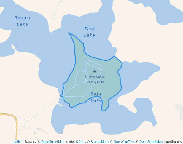 Shakey Lakes County Park in Stephenson | Map and Routes