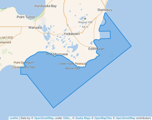 Lower Yorke Peninsula Marine Park in Honiton | Map and Routes