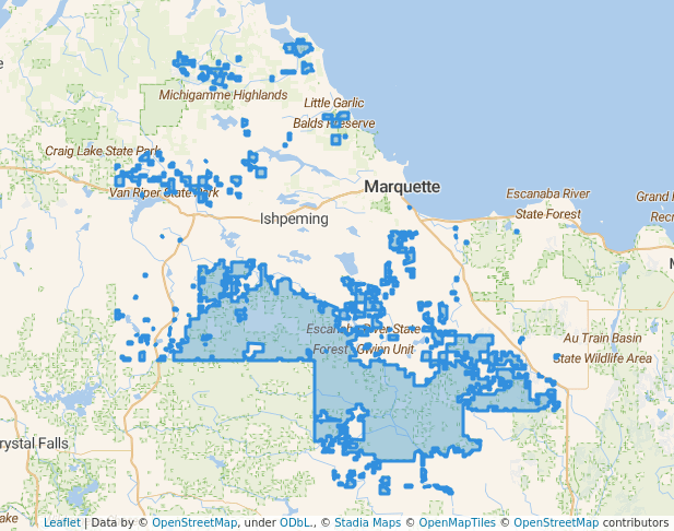 Escanaba River State Forest - Gwinn Unit in Gwinn | Map and Routes