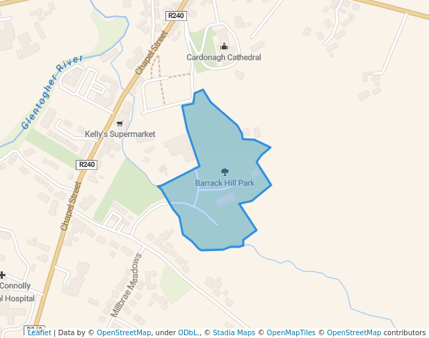 Barrack Hill Park in Carndonagh | Map and Routes