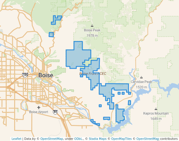 Boise Front ACEC in Boise | Map and Routes