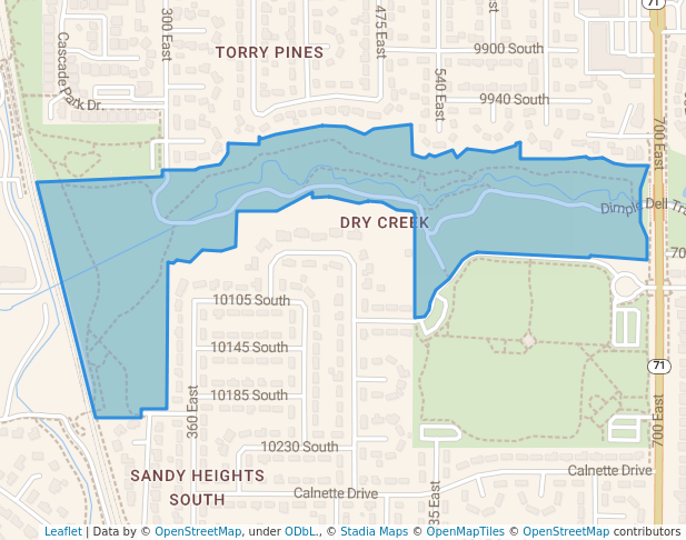 Dimple Dell Regional Park in Sandy | Map and Routes