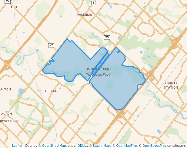 Bronte Creek Provincial Park in Oakville | Map and Routes