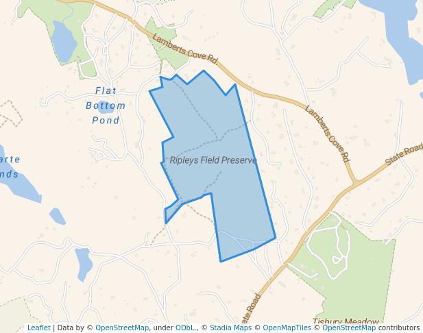 Ripleys Field Preserve in Tisbury | Map and Routes