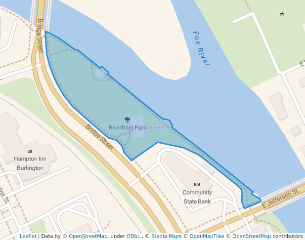 Riverfront Park in Burlington | Map and Routes