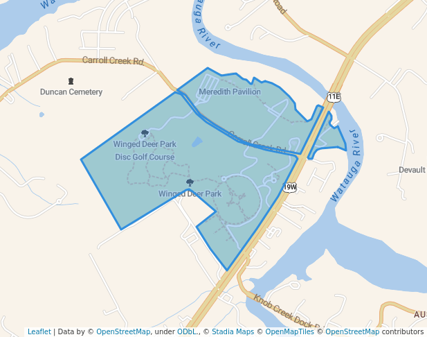 Winged Deer Park in Johnson City | Map and Routes