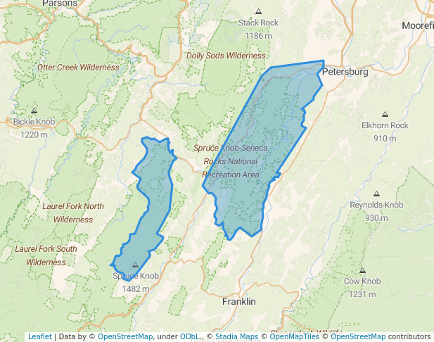 Spruce Knob-Seneca Rocks National Recreation Area in Seneca Rocks | Map ...