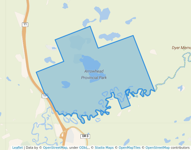 Arrowhead Provincial Park in Huntsville | Map and Routes
