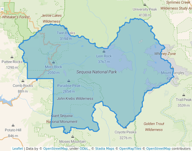 Sequoia National Park in Three Rivers | Map and Routes